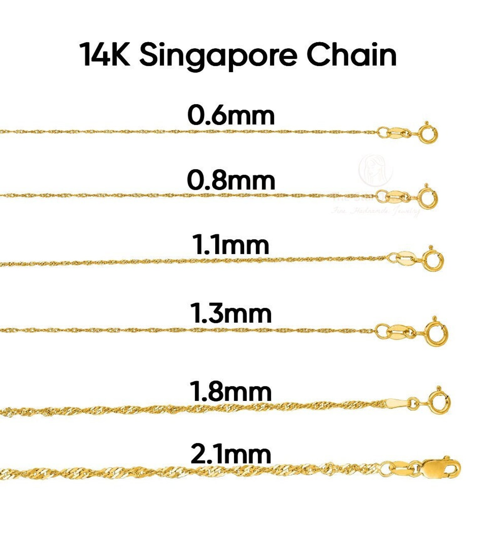 14K SOLID Gold Singapore Chain Singapore Necklace Twisted - Etsy