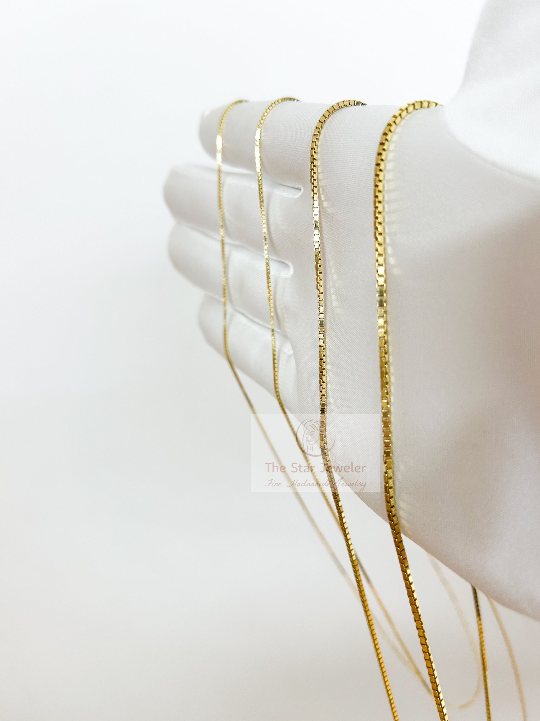 10K Solid Gold Box Chain, Gold Box Chain, Box Chain Necklace, Mens ...