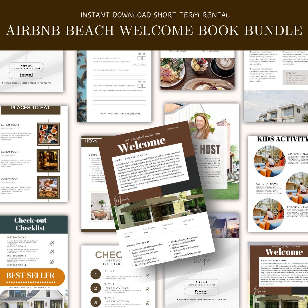 Airbnb Beach Welcome Book, Vacation Rental Guest Guide, Coastal Home ...