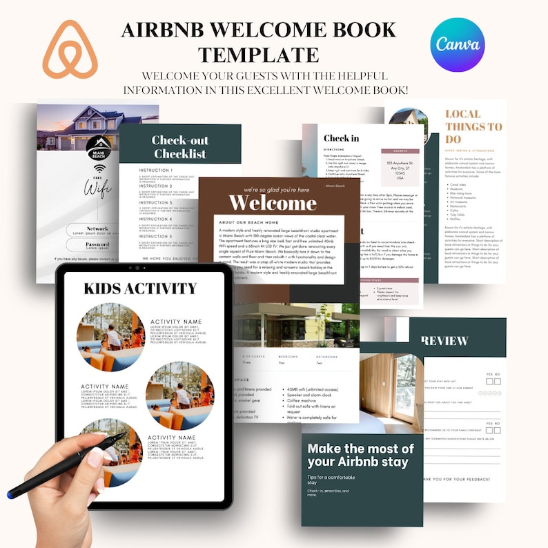 Airbnb Beach Welcome Book, Vacation Rental Guest Guide, Coastal Home ...