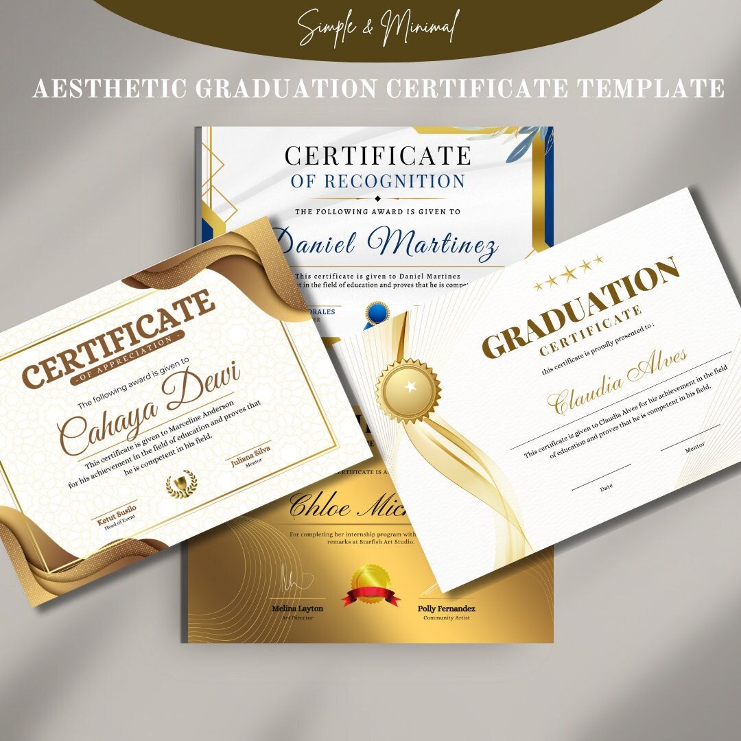 Graduation Certificate Template Bundle, Editable Diploma Templates ...