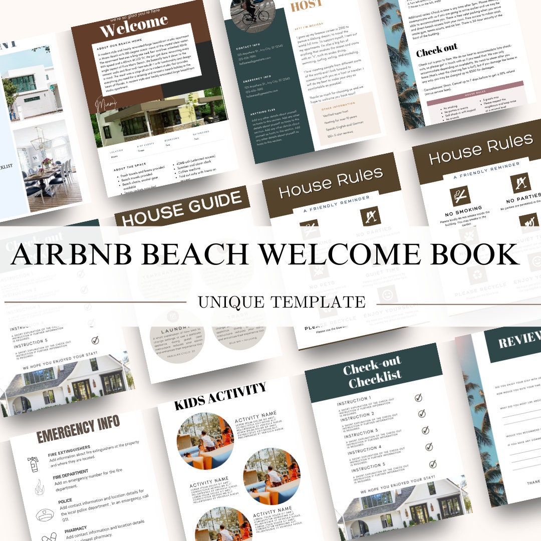Airbnb Beach Welcome Book, Vacation Rental Guest Guide, Coastal Home ...