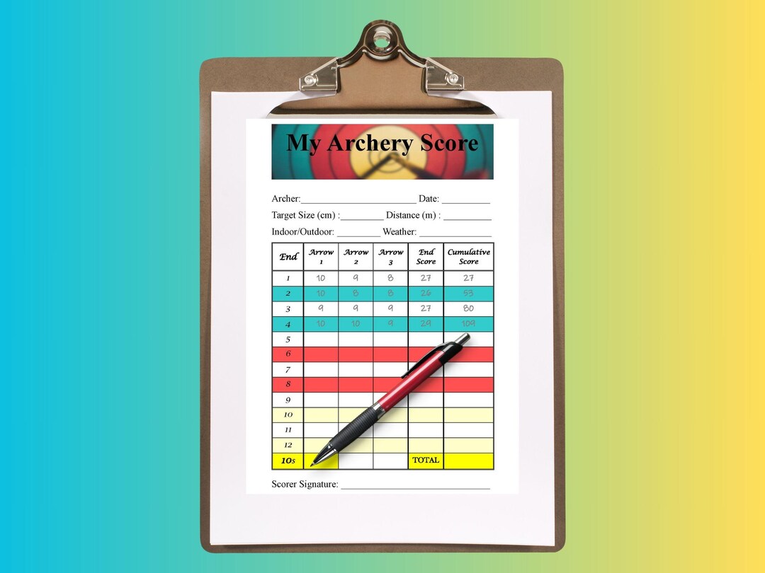 Downloadable Archery Score Sheet, Digital PDF File, 3 Arrow Format, 10 ...