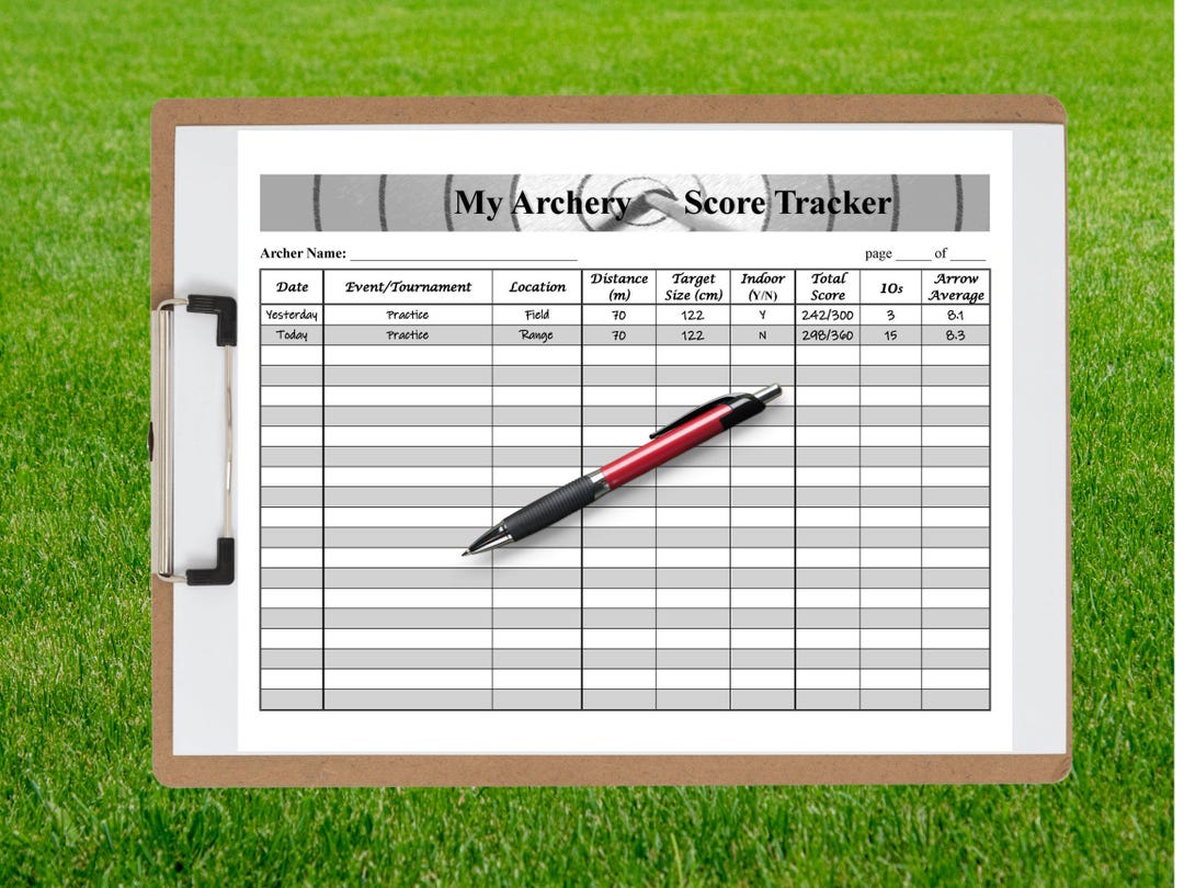 Downloadable Archery Score Tracker, Digital PDF File, Record Log up to ...