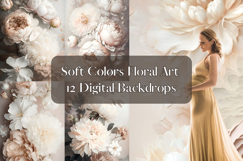 Soft Colors Maternity Backdrop Overlays, Floral Art Backdrop, Photoshop ...