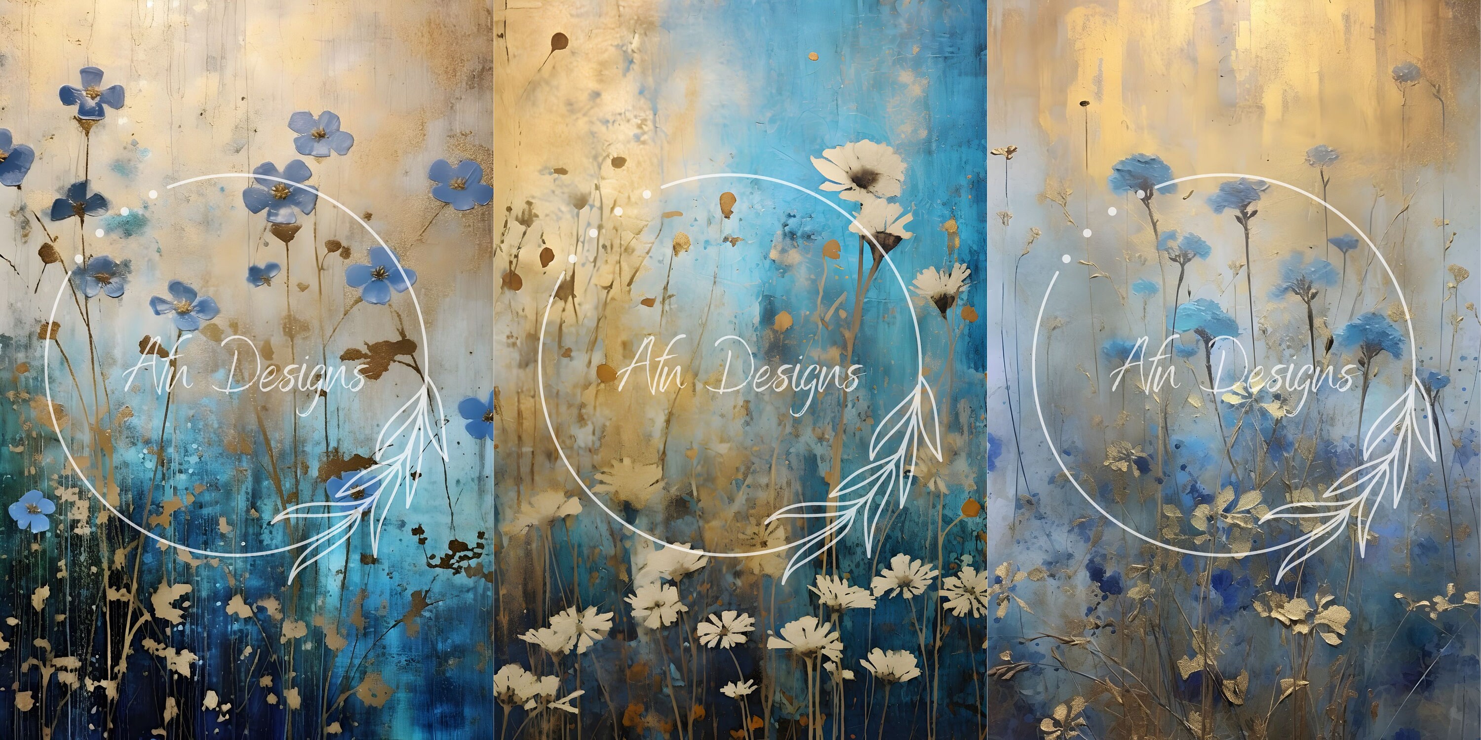 Skinny Canvas Blue Floral Digital Backdrops 8x, Studio Backdrop ...