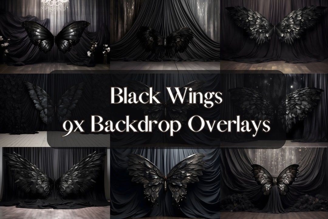 Black Wings Digital Backdrops, Photoshop Overlays , Studio Backdrop ...
