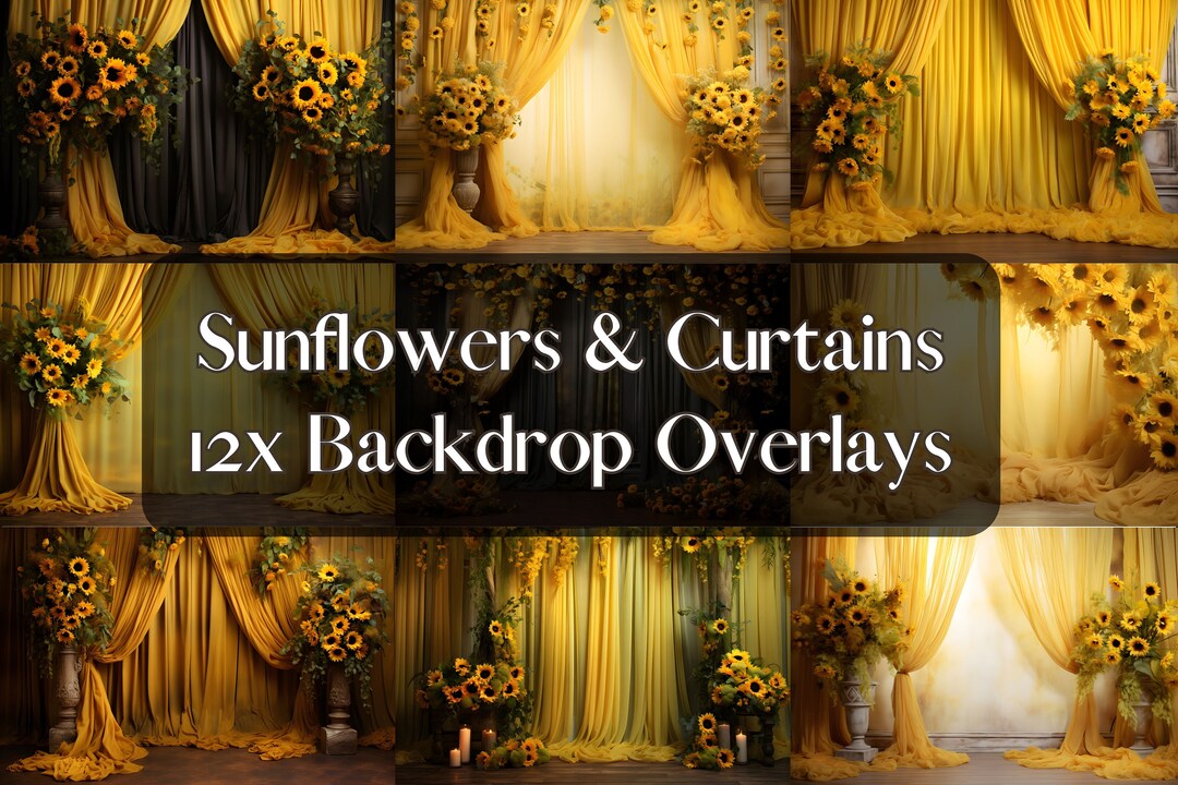Sunflower Maternity Backdrop: Yellow Curtains, Fine Art Textures ...