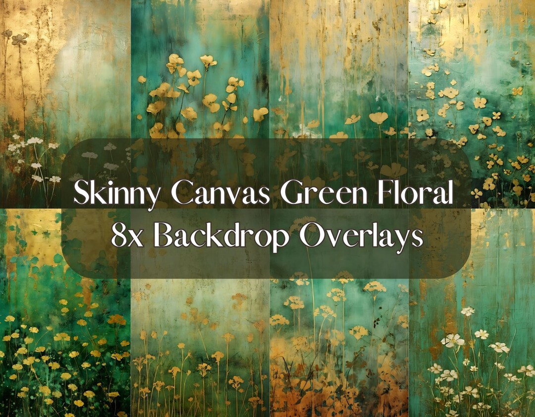 Skinny Canvas Green Floral Digital Backdrops 8x, Studio Backdrop ...