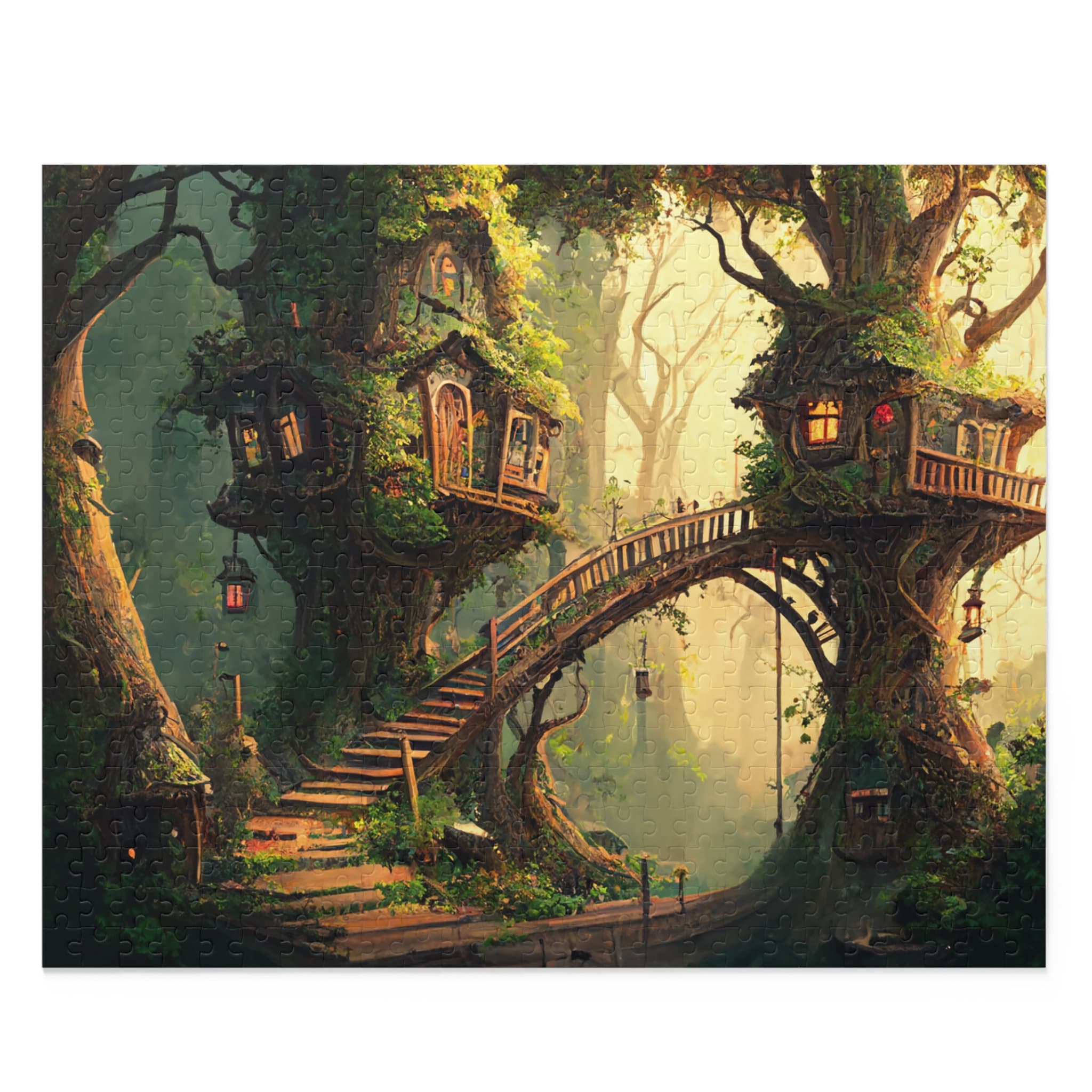 Jigsaw Puzzle Enchanted Forest Magical Treehouse Village 500-piece 3 - Etsy