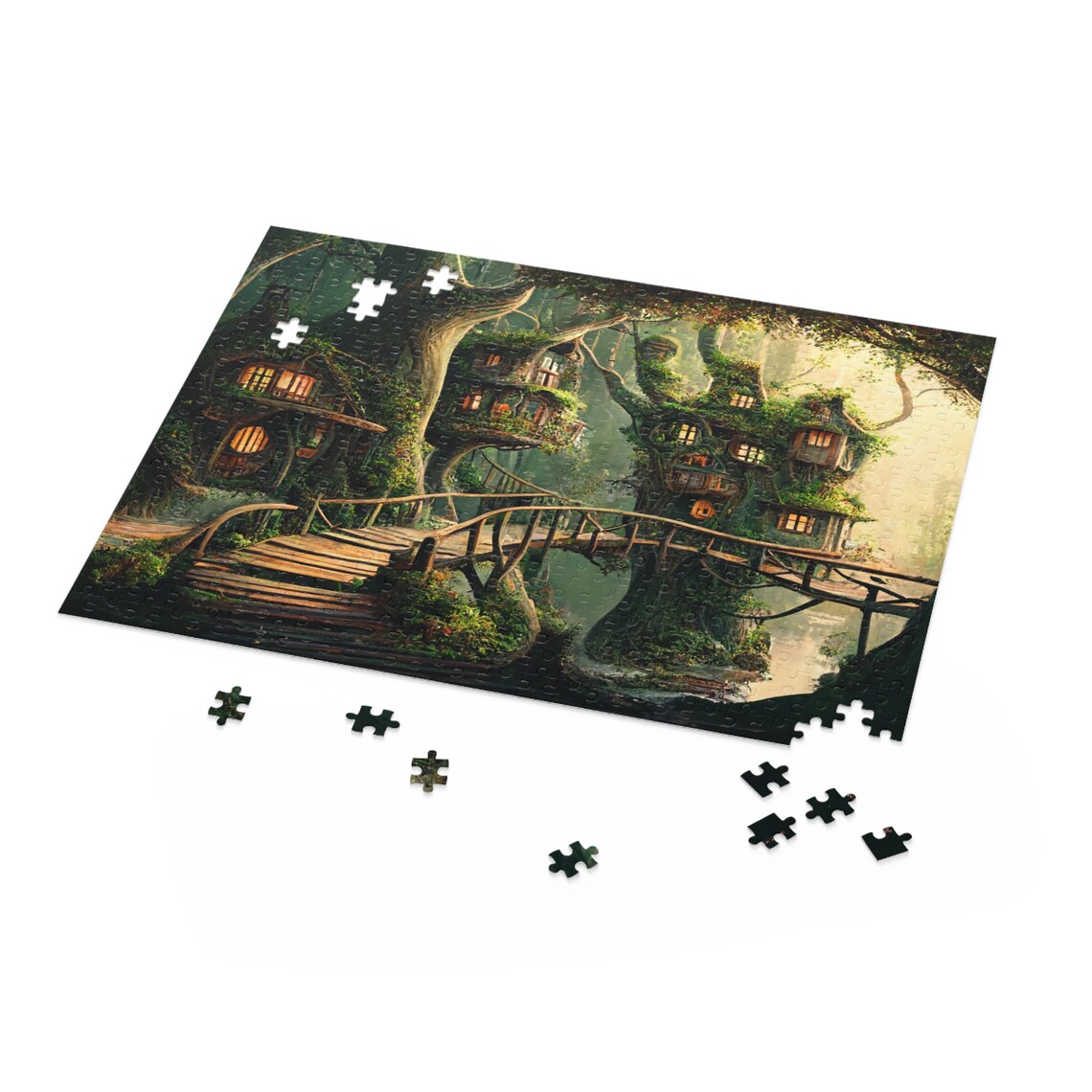Jigsaw Puzzle 500-piece Enchanted Forest Magical Treehouse Village #1 ...