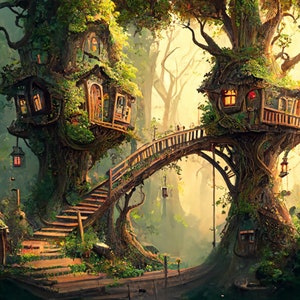 Enchanted Forest Magical Treehouse Village #5 Poster - Etsy