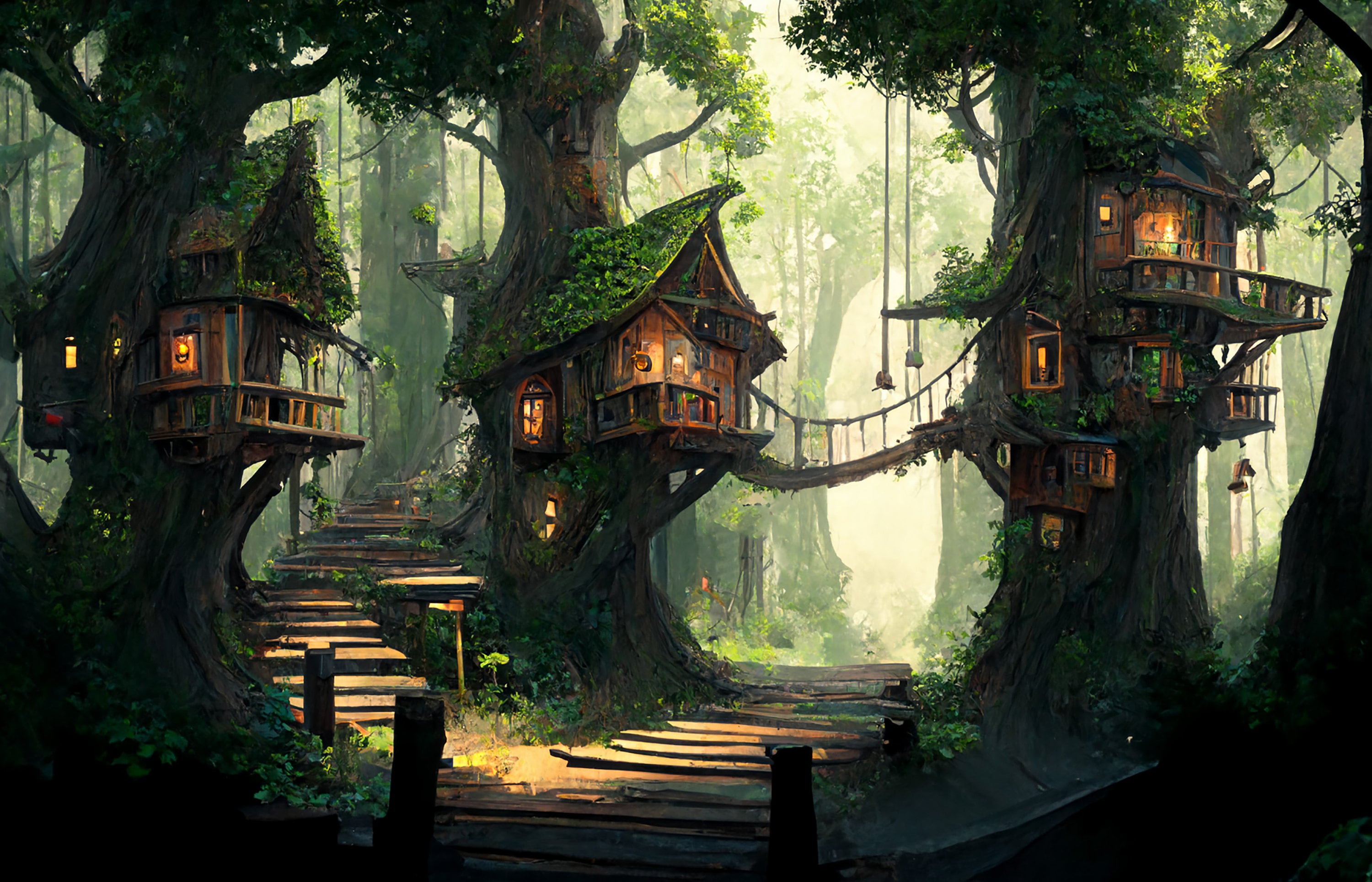 Enchanted Forest Magical Treehouse Village #4 Poster - Etsy