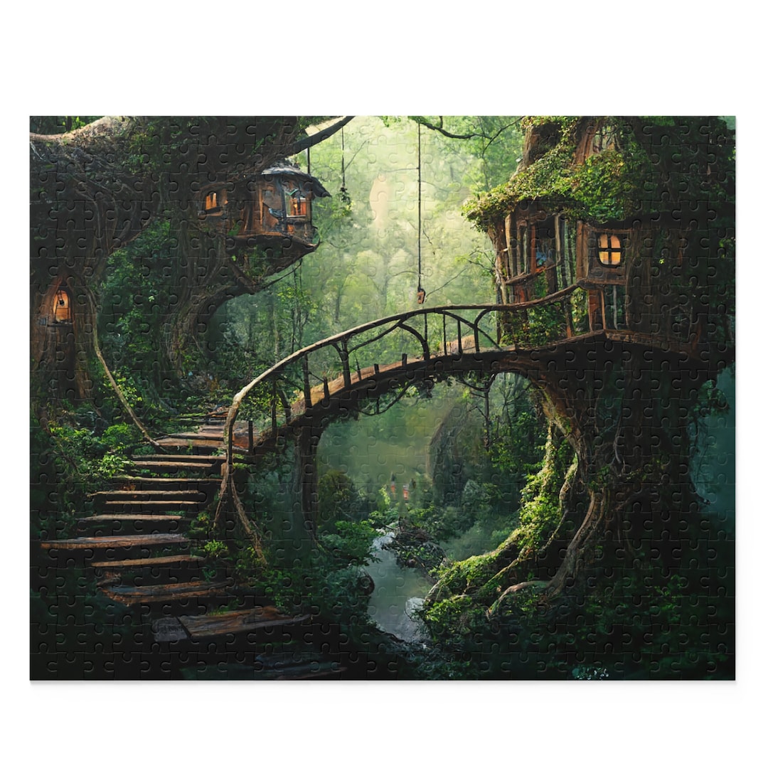 Jigsaw Puzzle Enchanted Forest Magical Treehouse Village 500-piece 2 - Etsy
