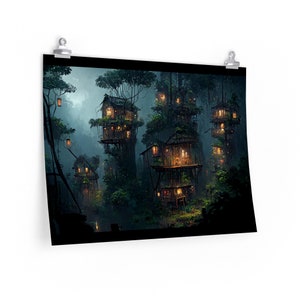 Enchanted Forest Magical Jungle Treetop Village #2 Poster - Etsy
