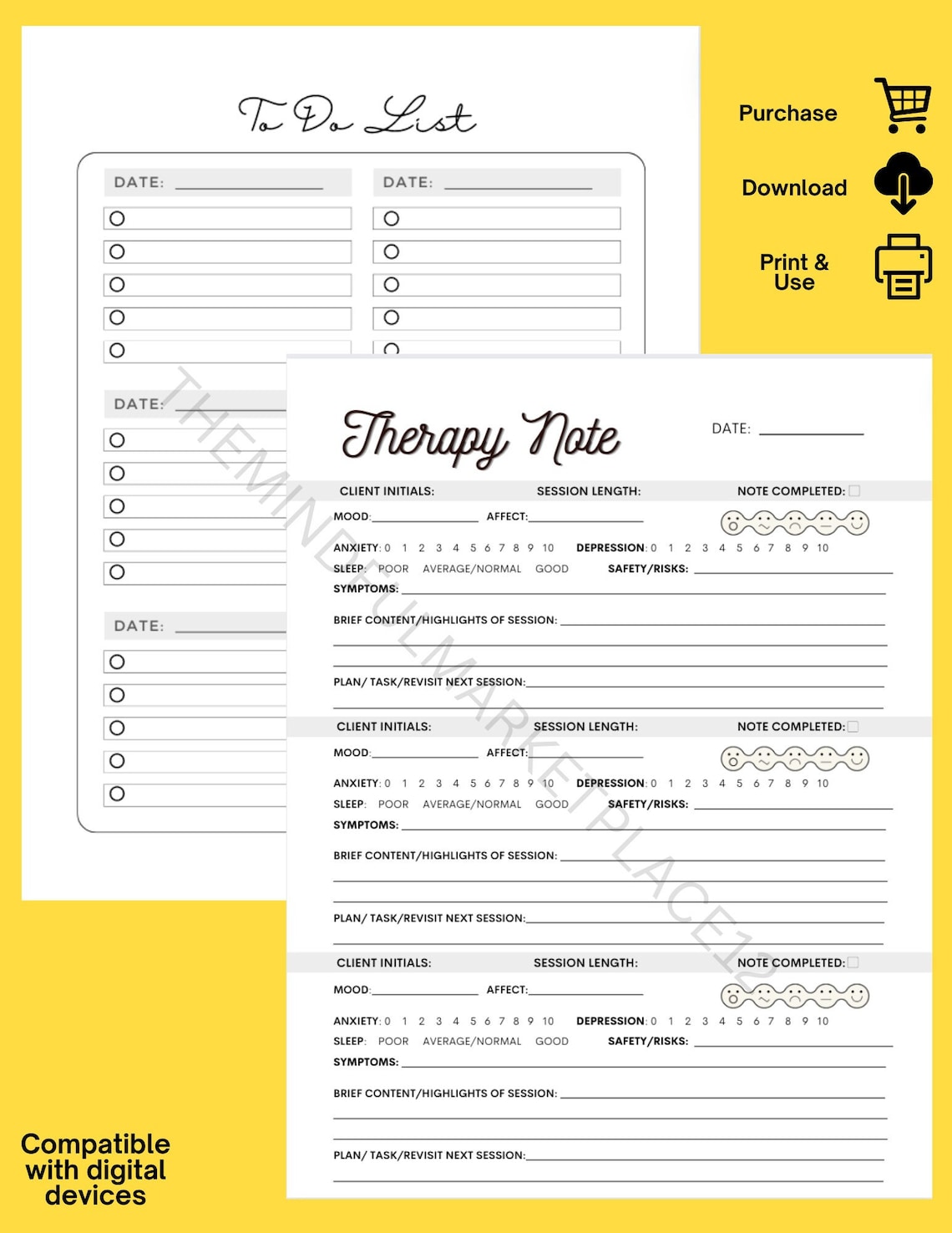 Therapy Session Note Tracker and to Do List - Etsy