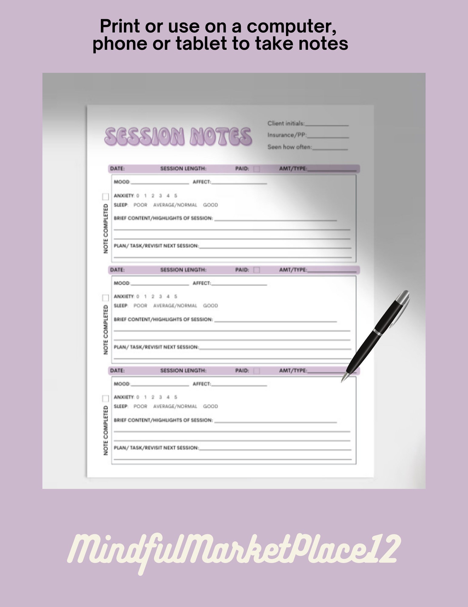 Therapy Session Notes - Etsy