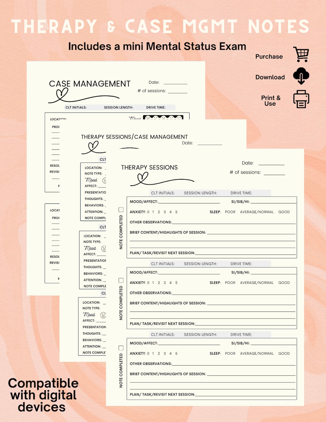 Mental Health Session Note Template - Etsy