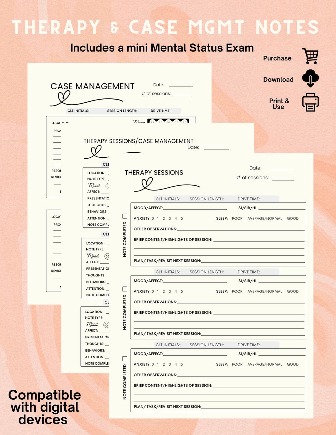 Mental Health Session Note Template - Etsy
