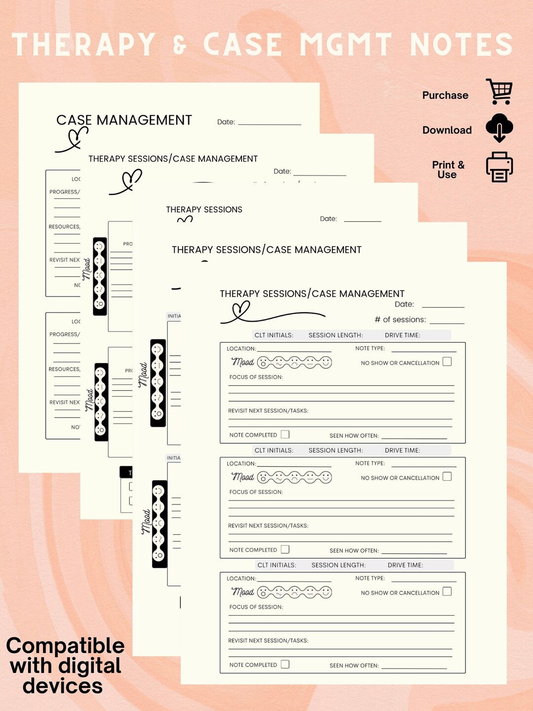 Therapist Note Templates, Community Based MH Notes, Counseling Notes ...