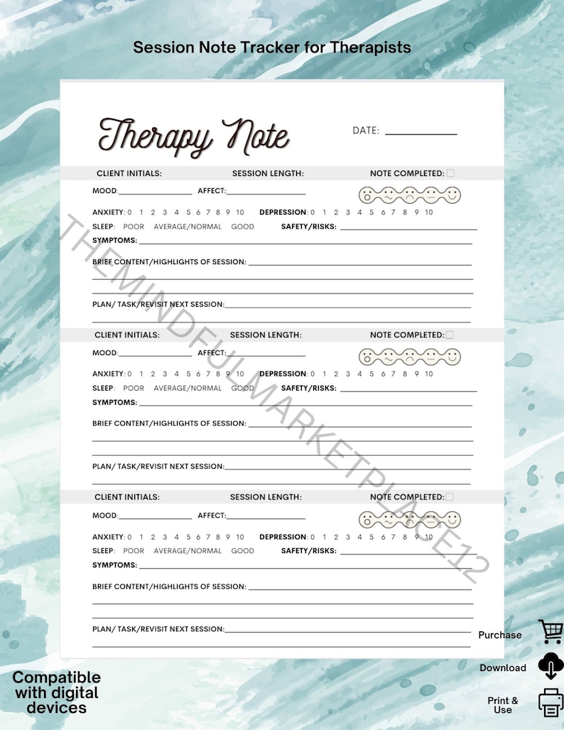Therapy Session Note Tracker - Etsy