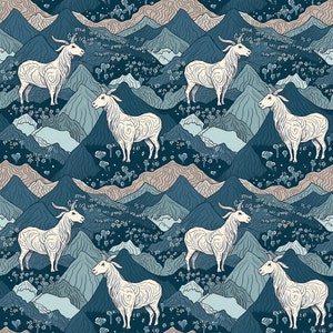 Mountain Goat Pattern Digital Pattern Seamless Pattern - Etsy