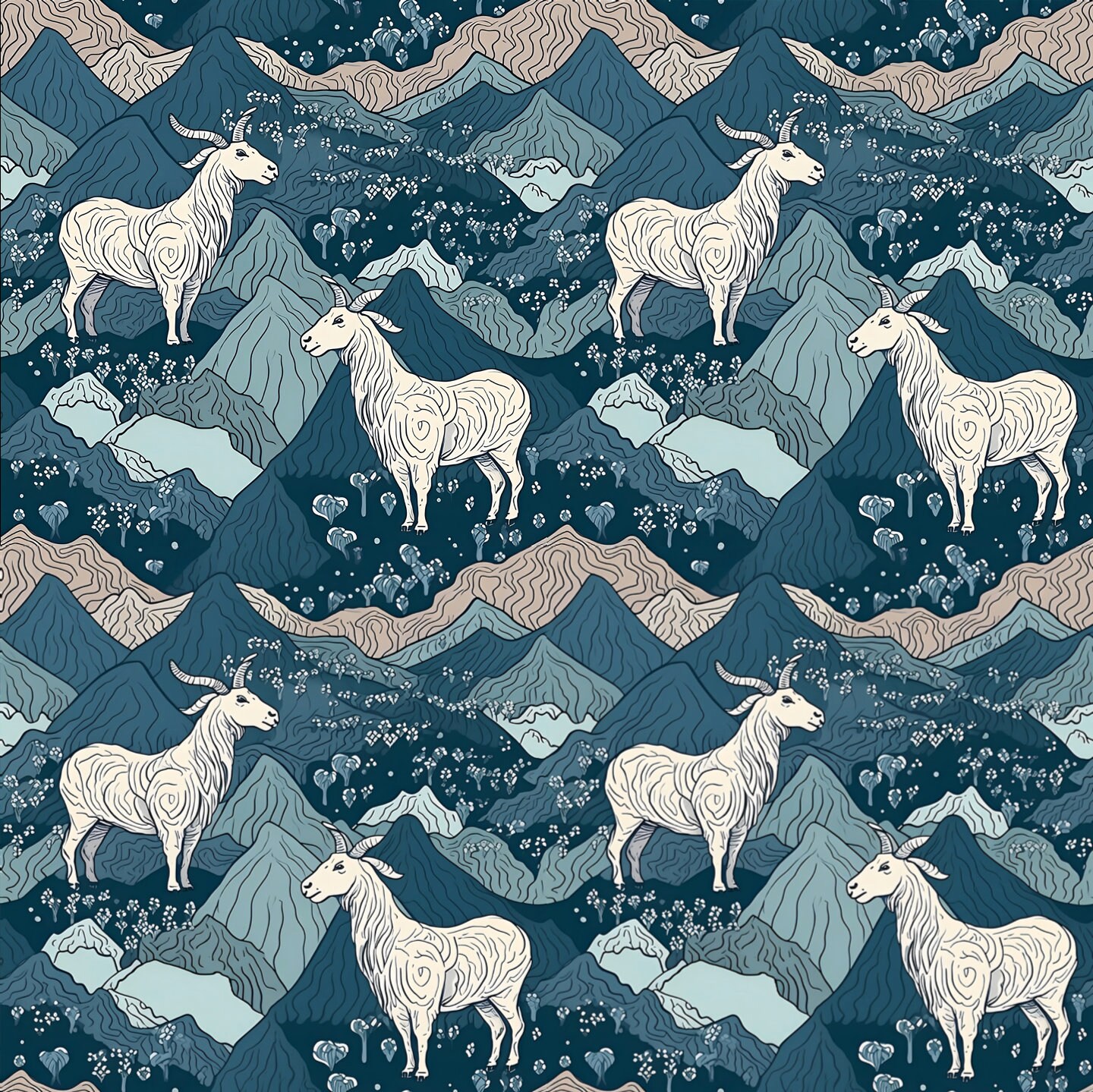 Mountain Goat Pattern Digital Pattern Seamless Pattern - Etsy