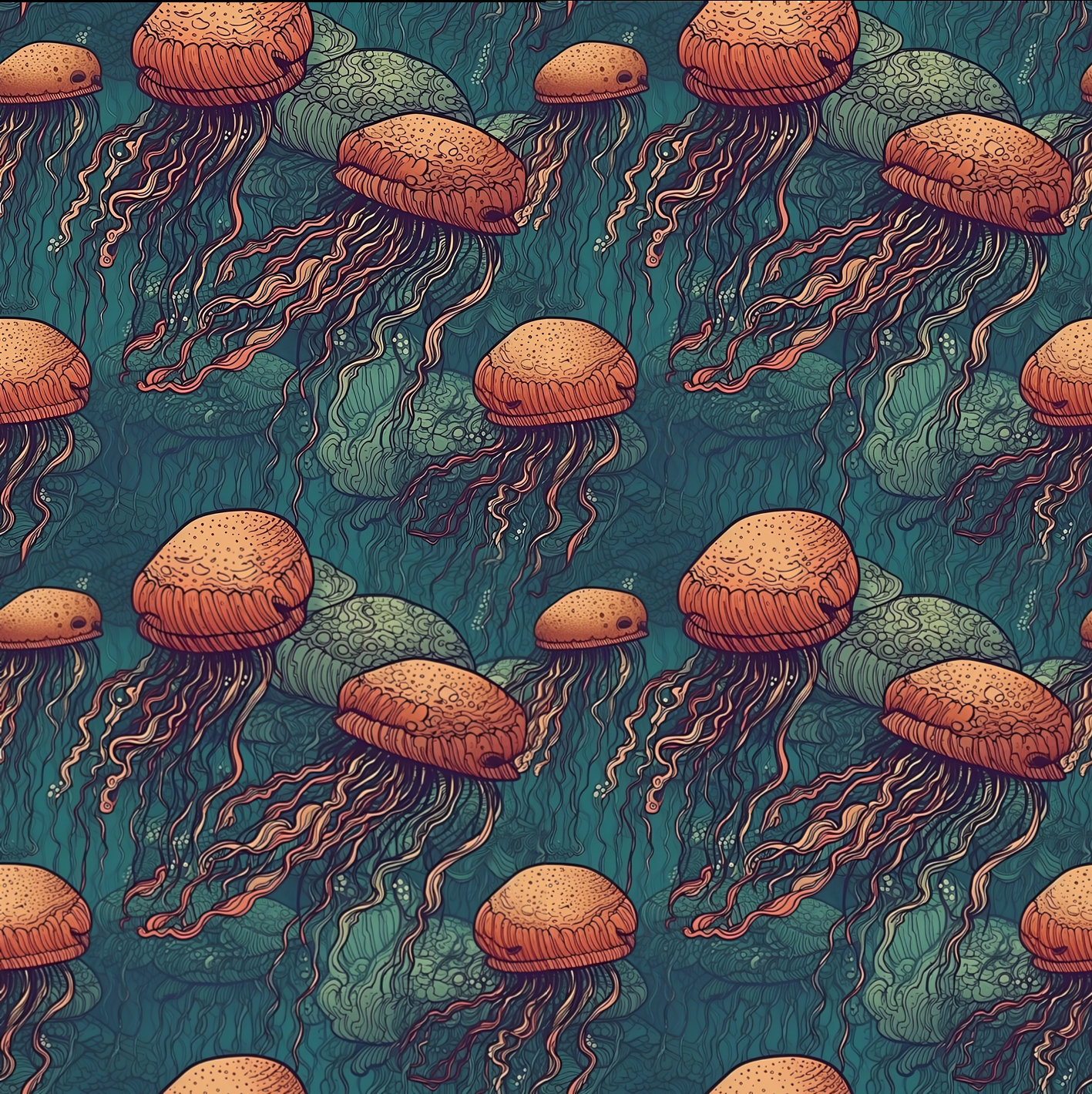 Jellyfish Pattern Digital Pattern Seamless Pattern - Etsy