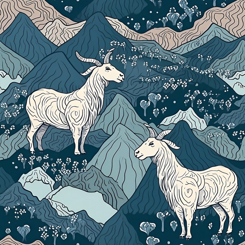 Mountain Goat Pattern Digital Pattern Seamless Pattern - Etsy