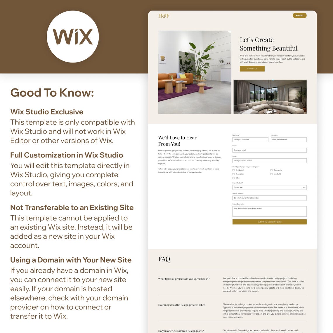 Interior Designer Website Template, Wix Site Template for Home ...
