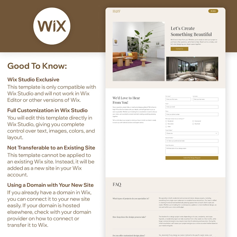 Interior Designer Website Template, Wix Site Template for Home ...