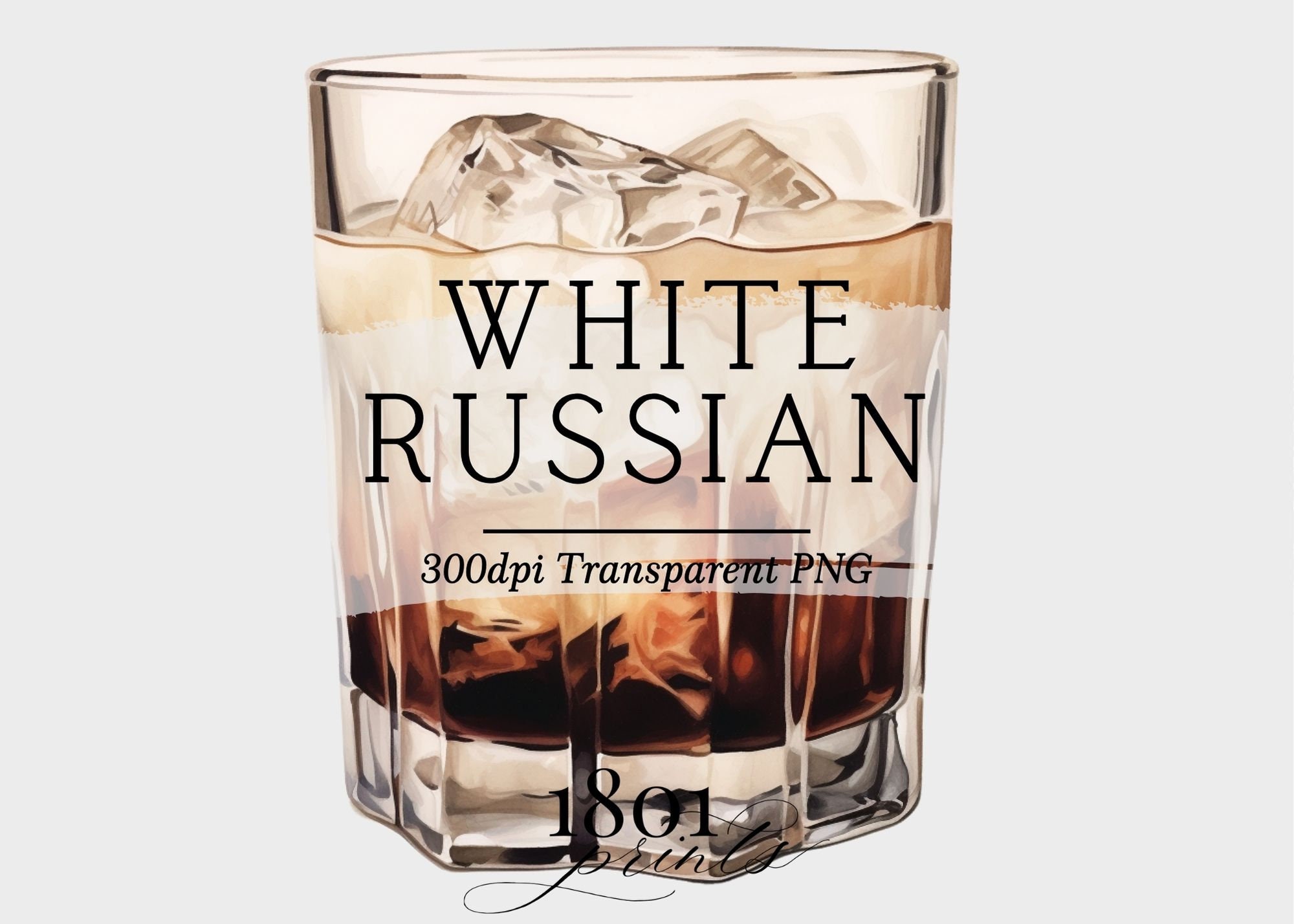 White Russian Watercolor Cocktail Graphic Illustration || Clipart ...
