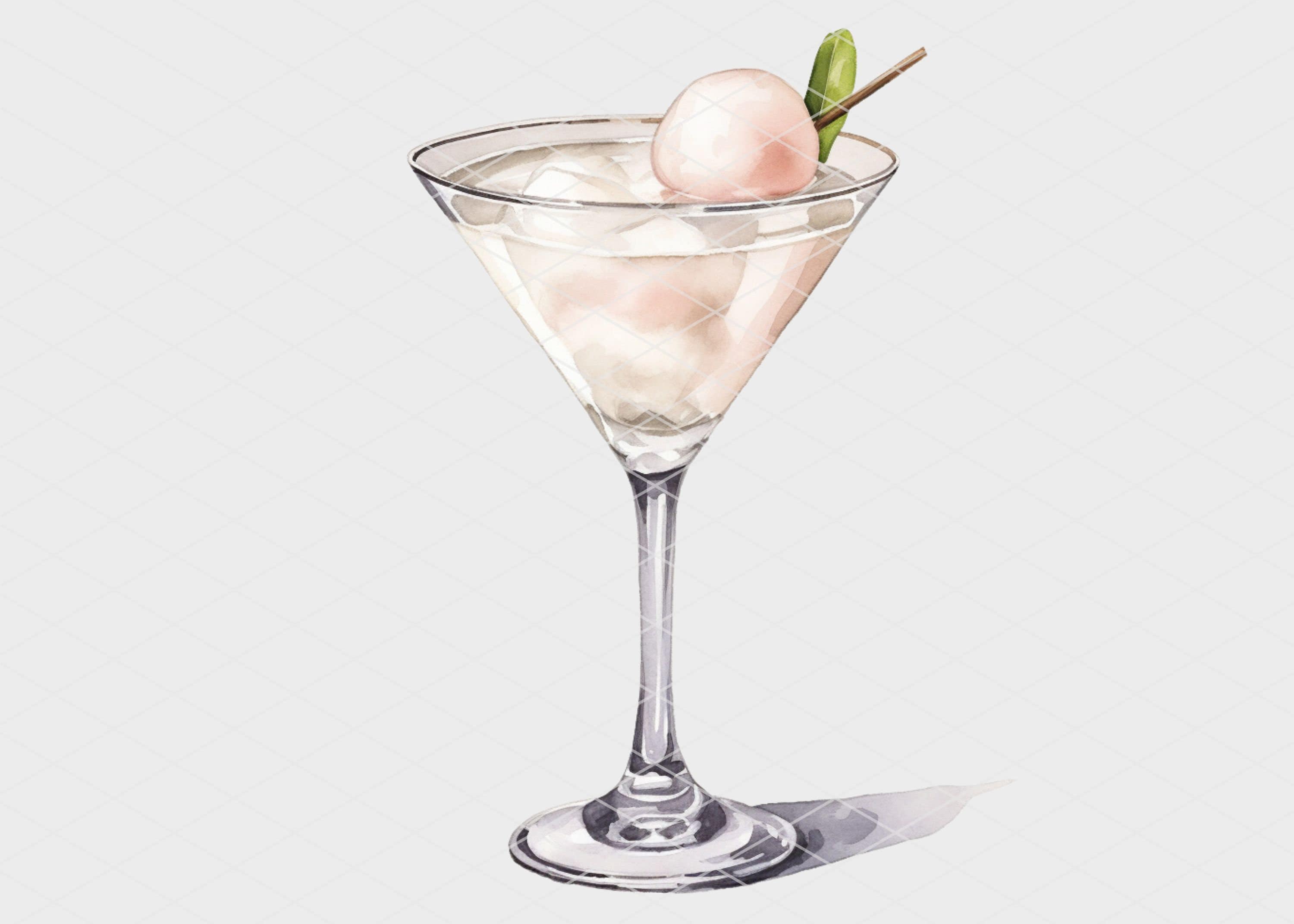 Lychee Martini Graphic Illustration Clipart Digital Download Watercolor ...
