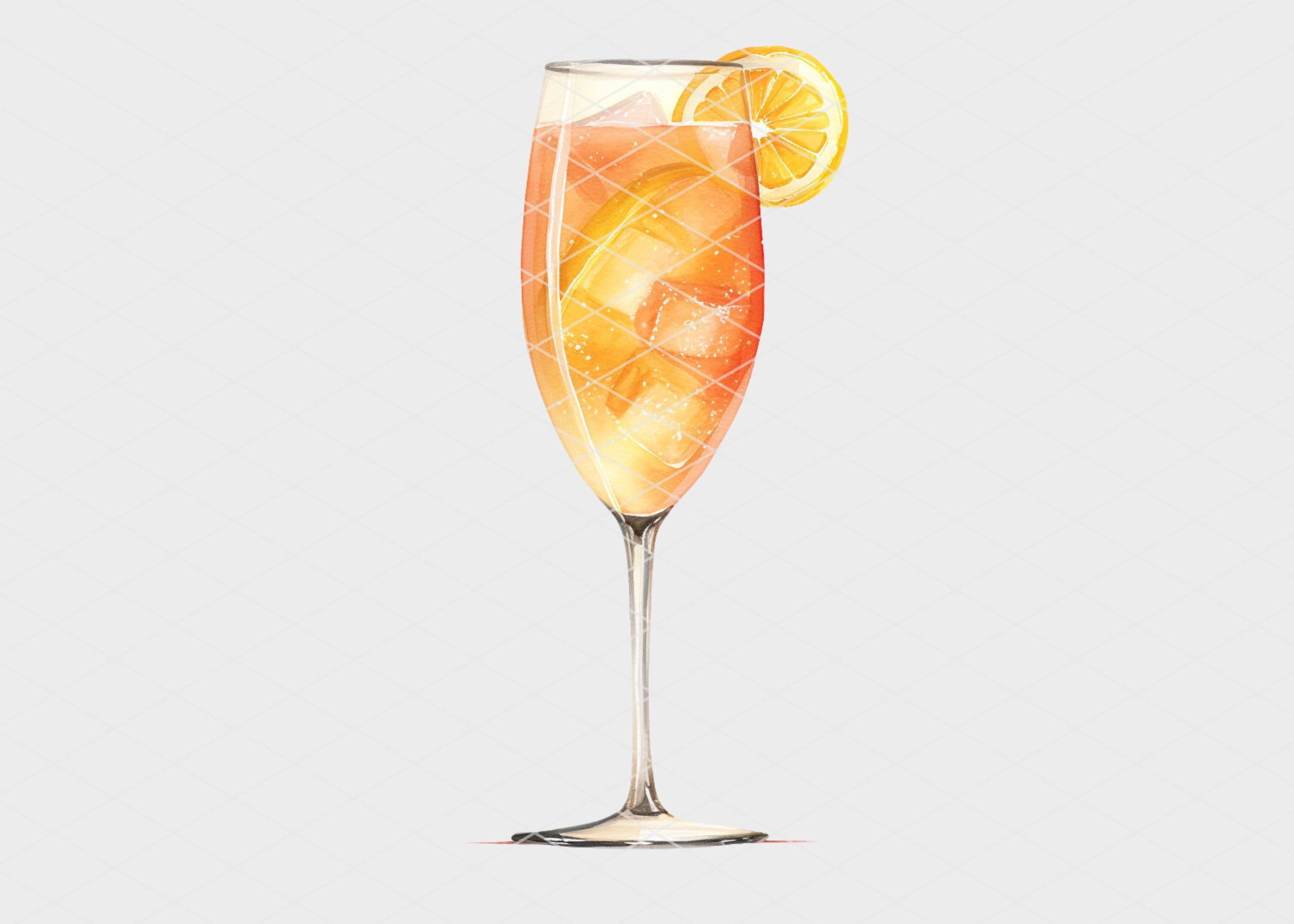 Sunset Mimosa Cocktail Illustration Watercolor Cocktail Graphic Clipart ...