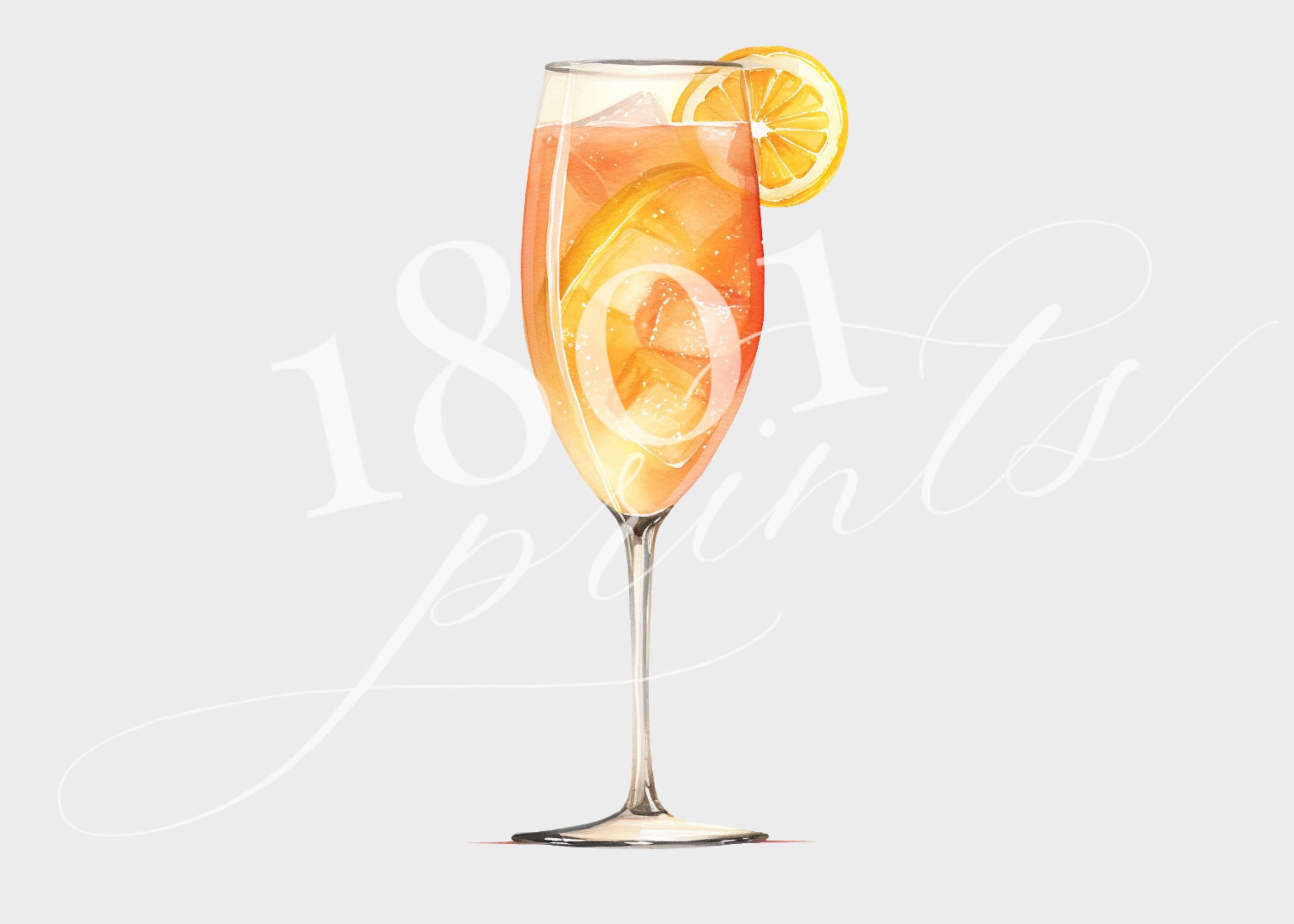 Sunset Mimosa Cocktail Illustration Watercolor Cocktail Graphic Clipart ...