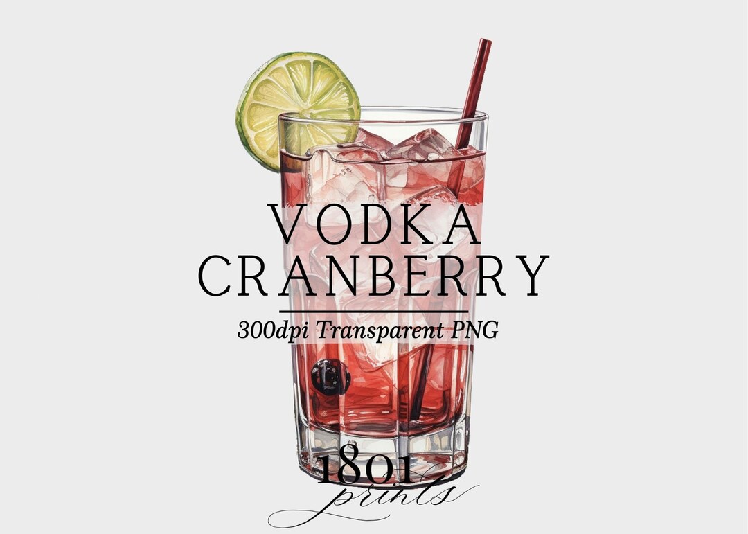 Vodka Cranberry Watercolor Illustration: Cocktail Clipart (digital ...