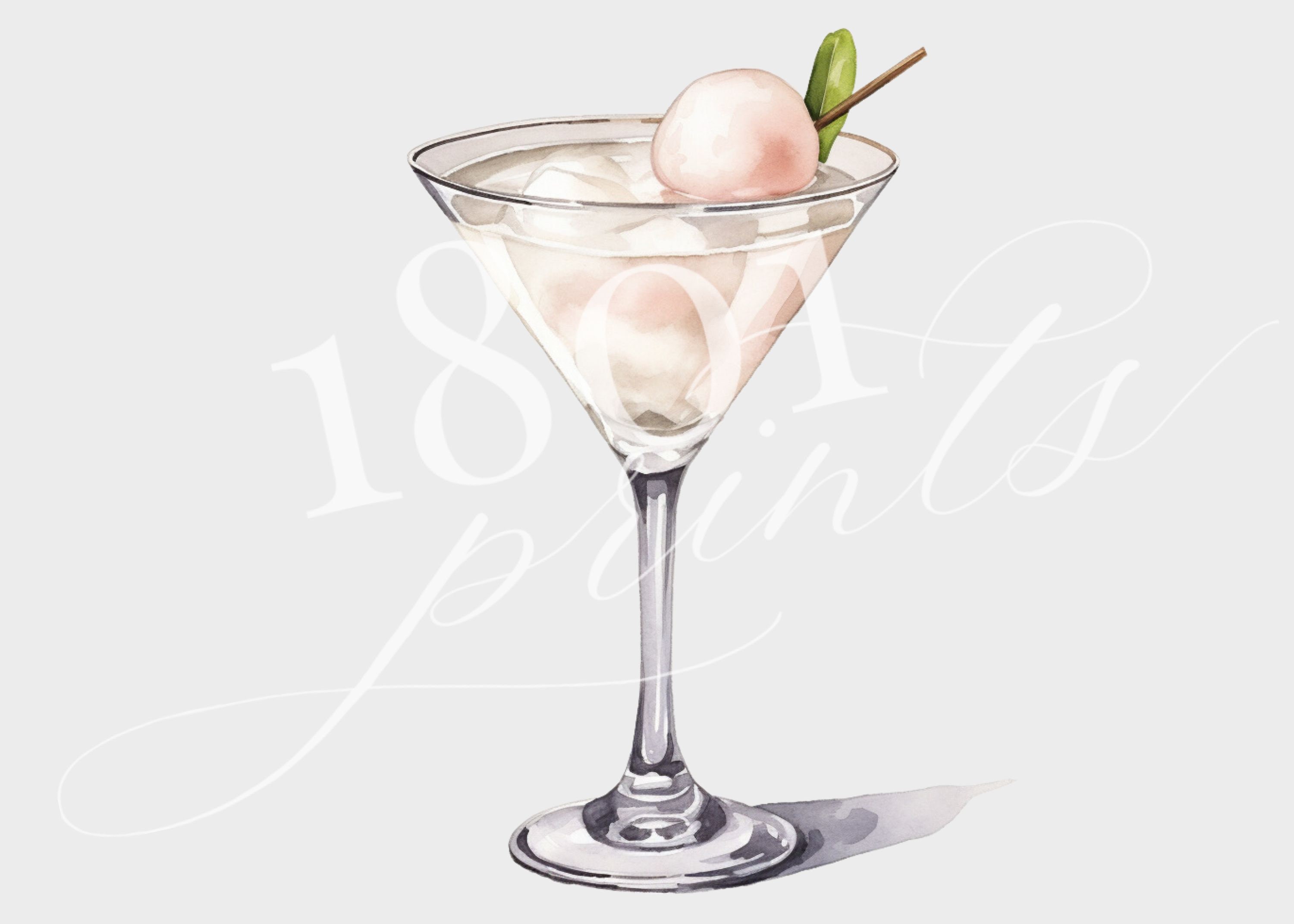 Lychee Martini Graphic Illustration Clipart Digital Download Watercolor ...