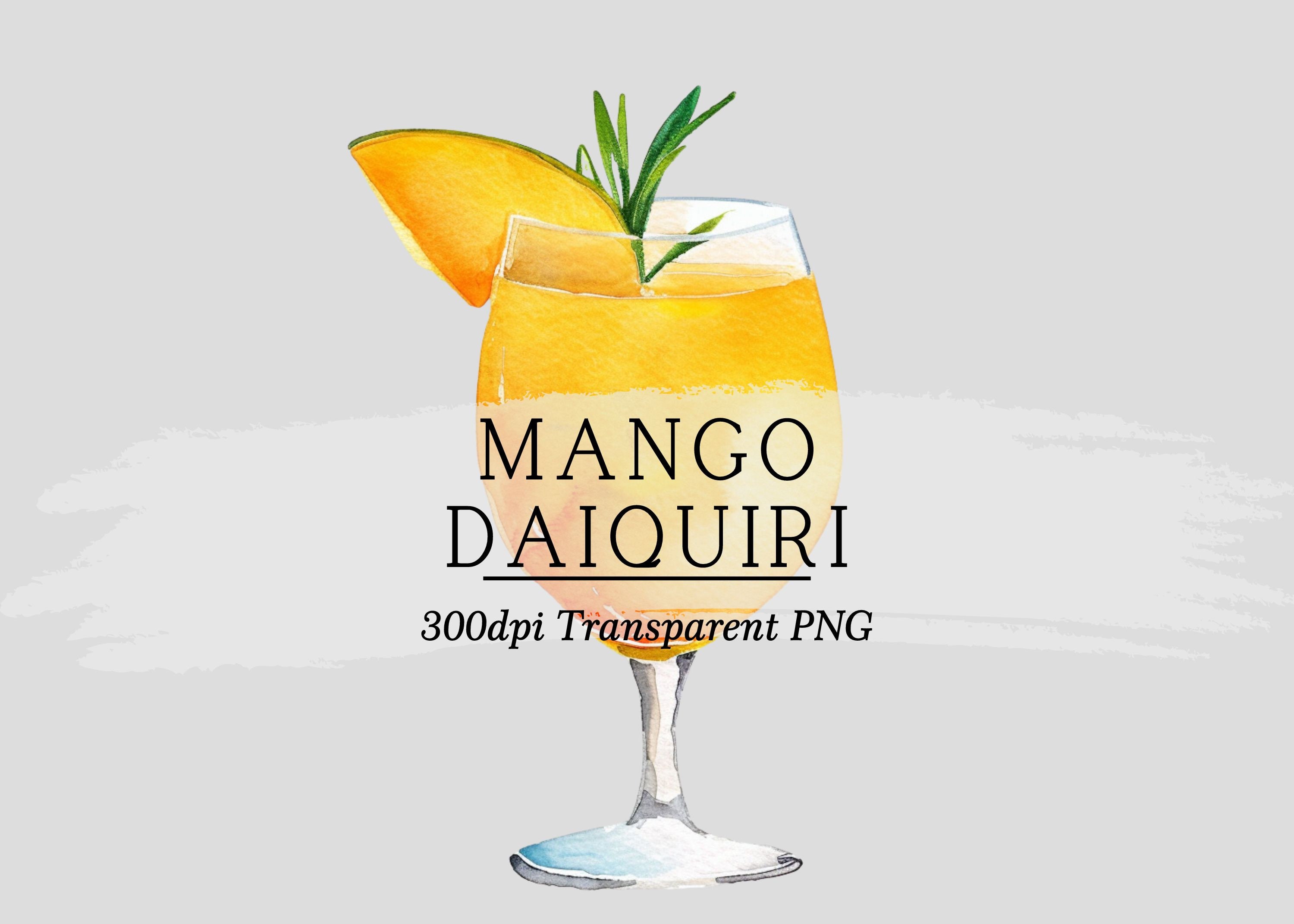 Watercolor Mango Daiquiri Illustration: Cocktail Clipart (digital ...