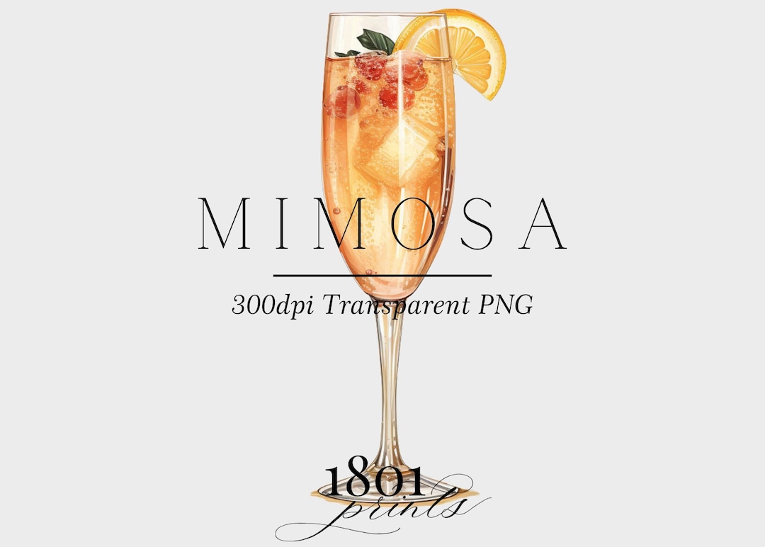 Mimosa Cocktail Watercolor Illustration: Bar Menu Clipart (digital ...