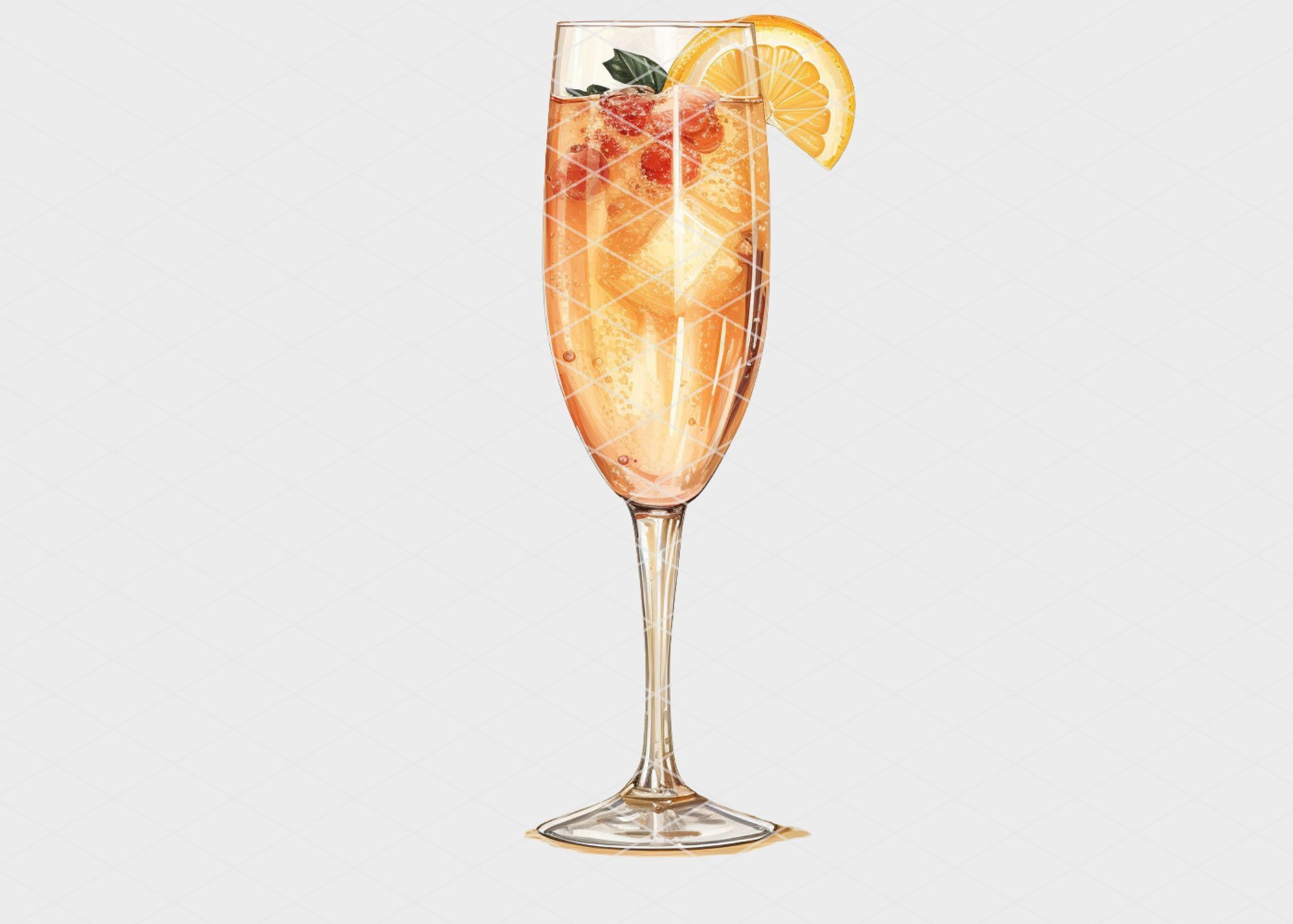 Mimosa Cocktail Watercolor Illustration: Bar Menu Clipart (digital ...