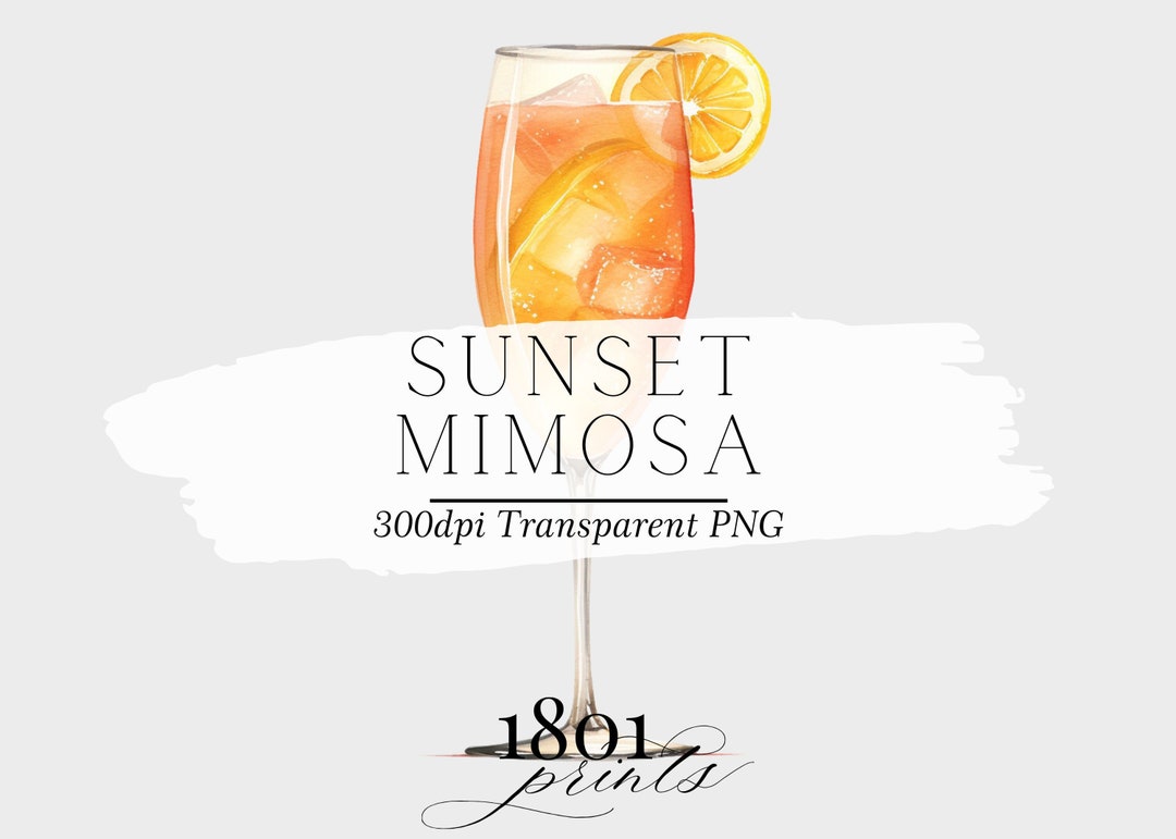 Sunset Mimosa Watercolor Illustration: Cocktail Clipart (digital ...