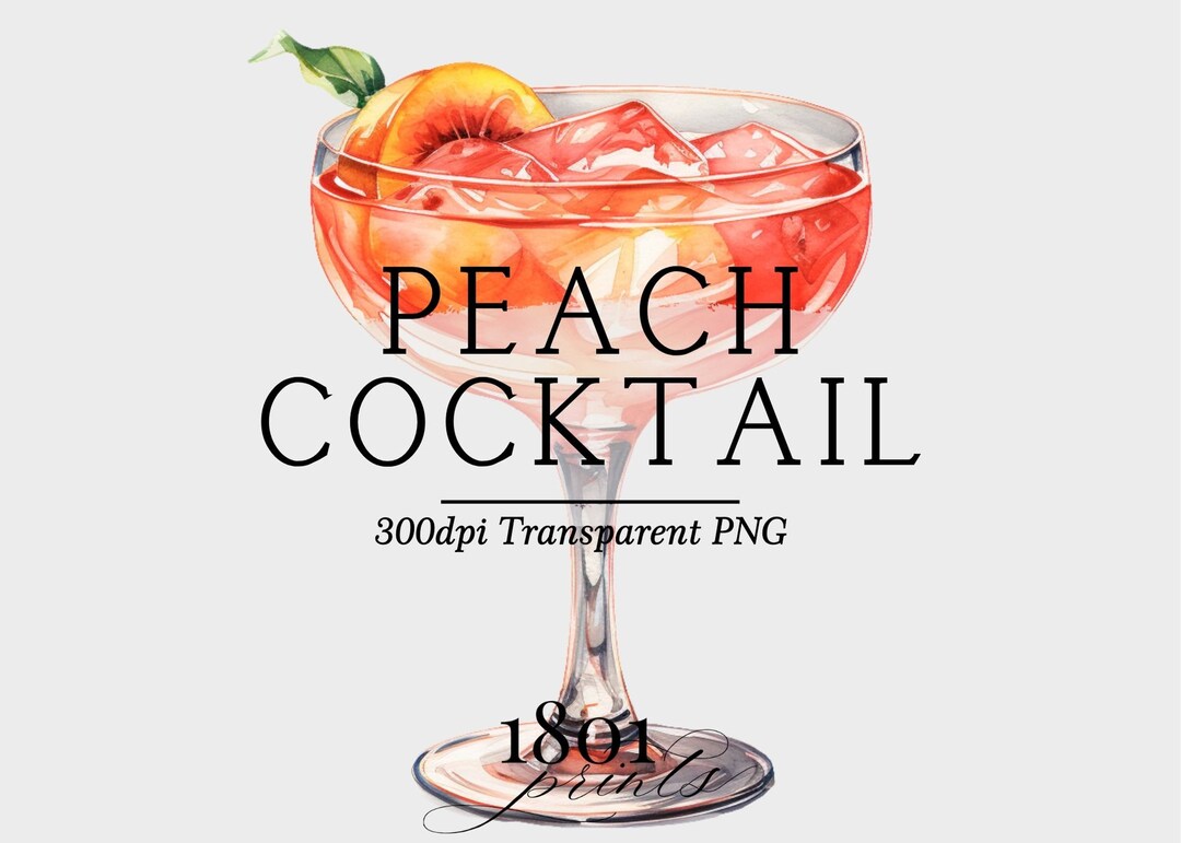 Peach Bellini Cocktail Illustration || Clipart Digital Download ...