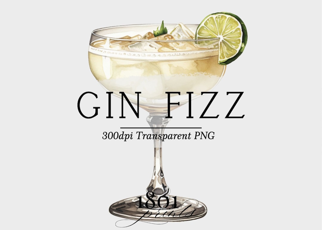 Gin Fizz - Watercolor Cocktail Graphic Illustration || Clipart Digital ...