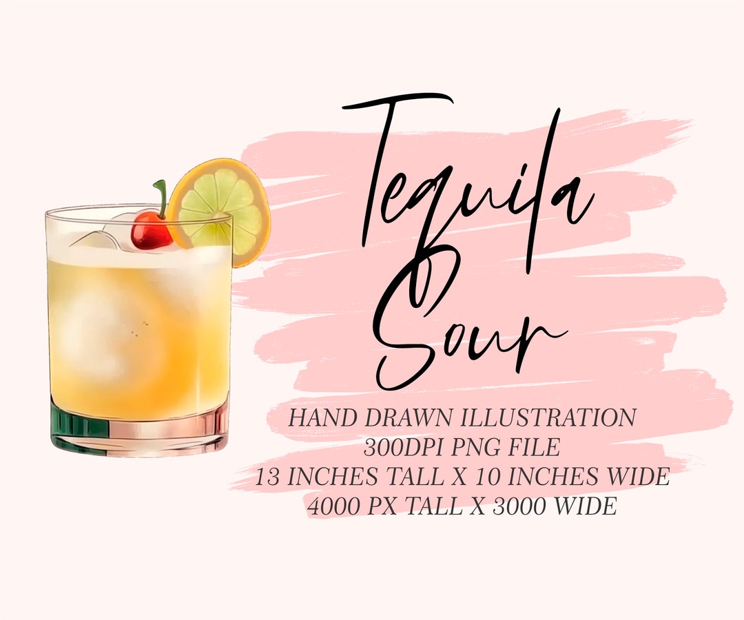 Tequila Sour Cocktail Graphic Illustration || Clipart Digital Download ...