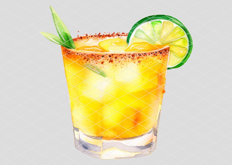 Spicy Mango Margarita Cocktail Graphic Illustration Clipart - Etsy