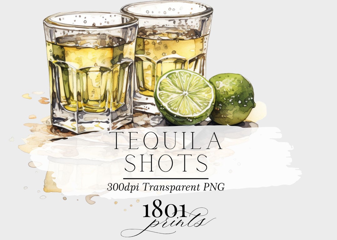 Tequila Shots || Clipart Digital Graphic Download Watercolor Bar Menu ...