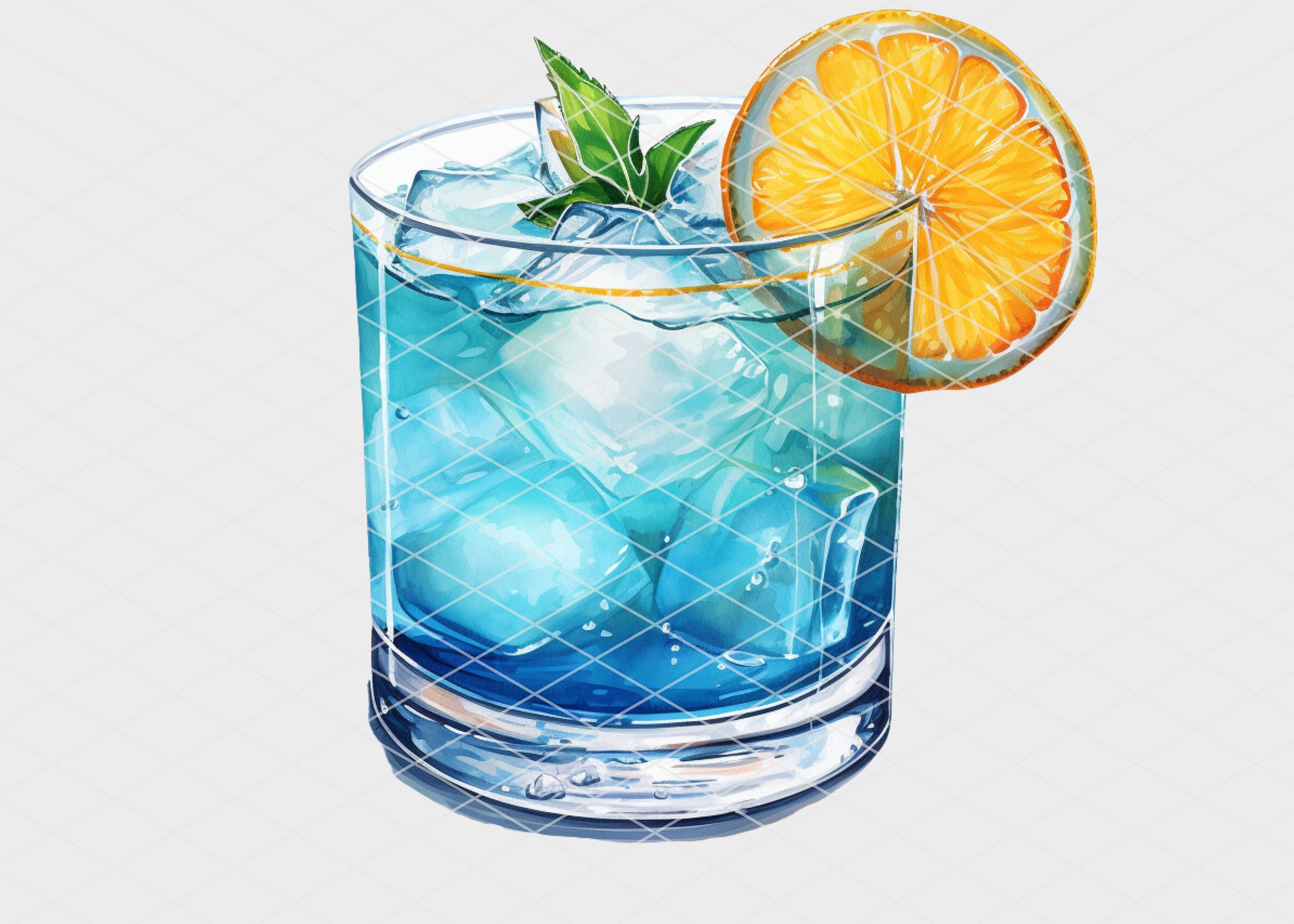 Blue Lagoon / Something Blue Cocktail Graphic Illustration || Clipart ...