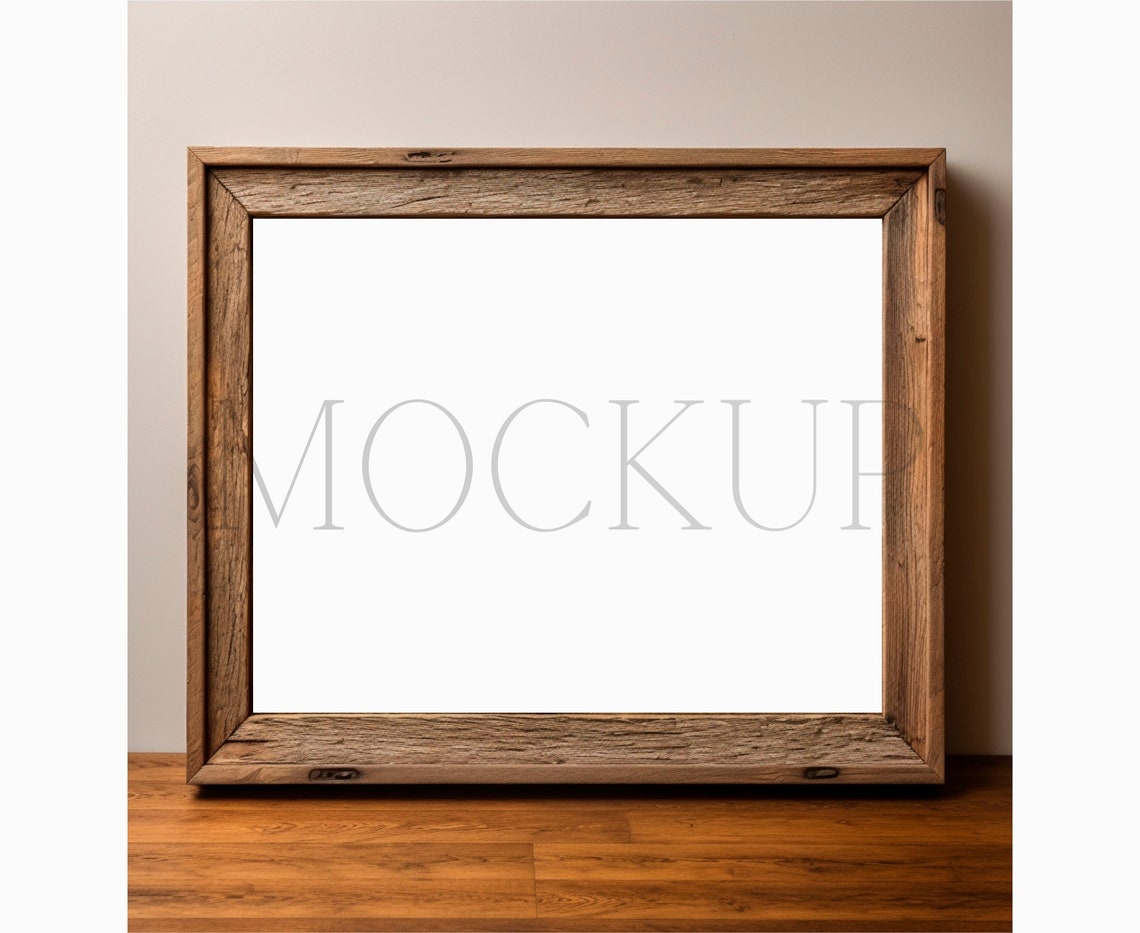 14x11 Horizontal Wooden Frame Mockup Portrait Poster Picture Wall Frame ...