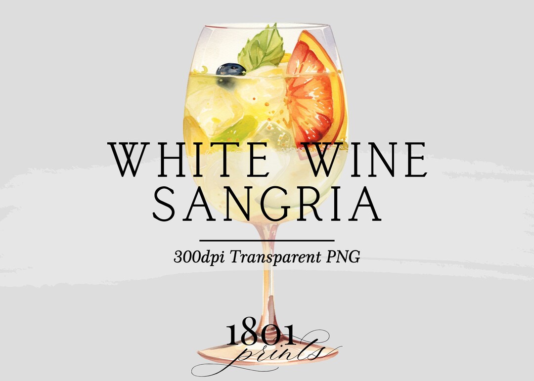 White Wine Sangria Watercolor Illustration: Cocktail Clipart (digital ...