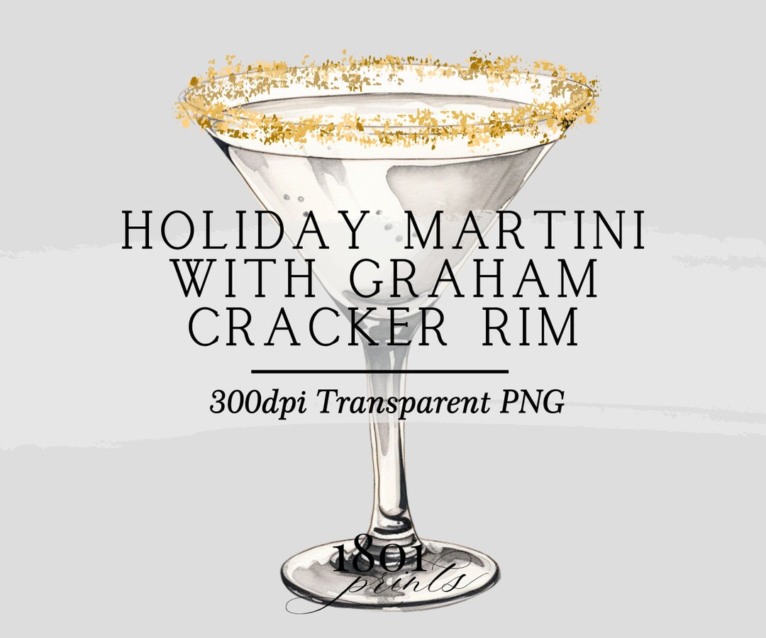 Watercolor Holiday Martini Clipart: Graham Cracker Rim (digital ...